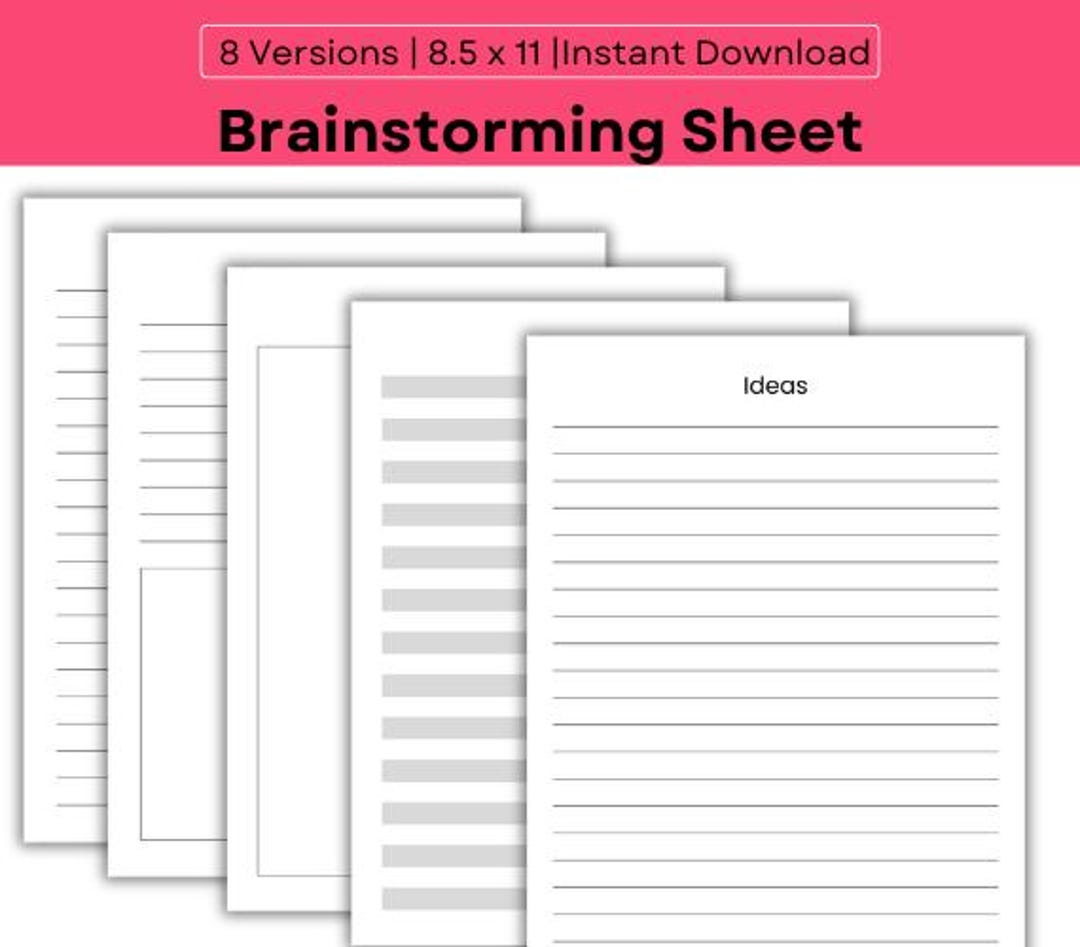 Printable Brainstorming Sheets Clean Simple Designs for Ideas ...