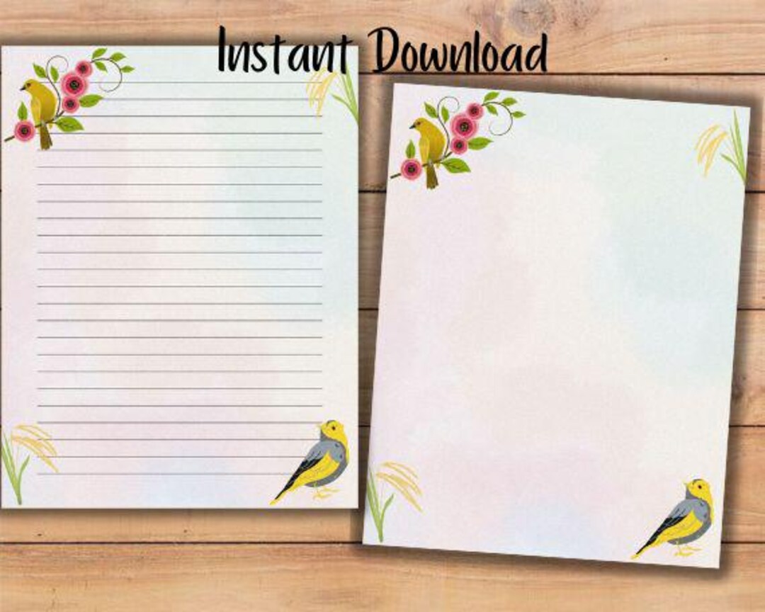 Printable Flying Birds Stationery Pen Pal Letter Writing Paper, Bird ...