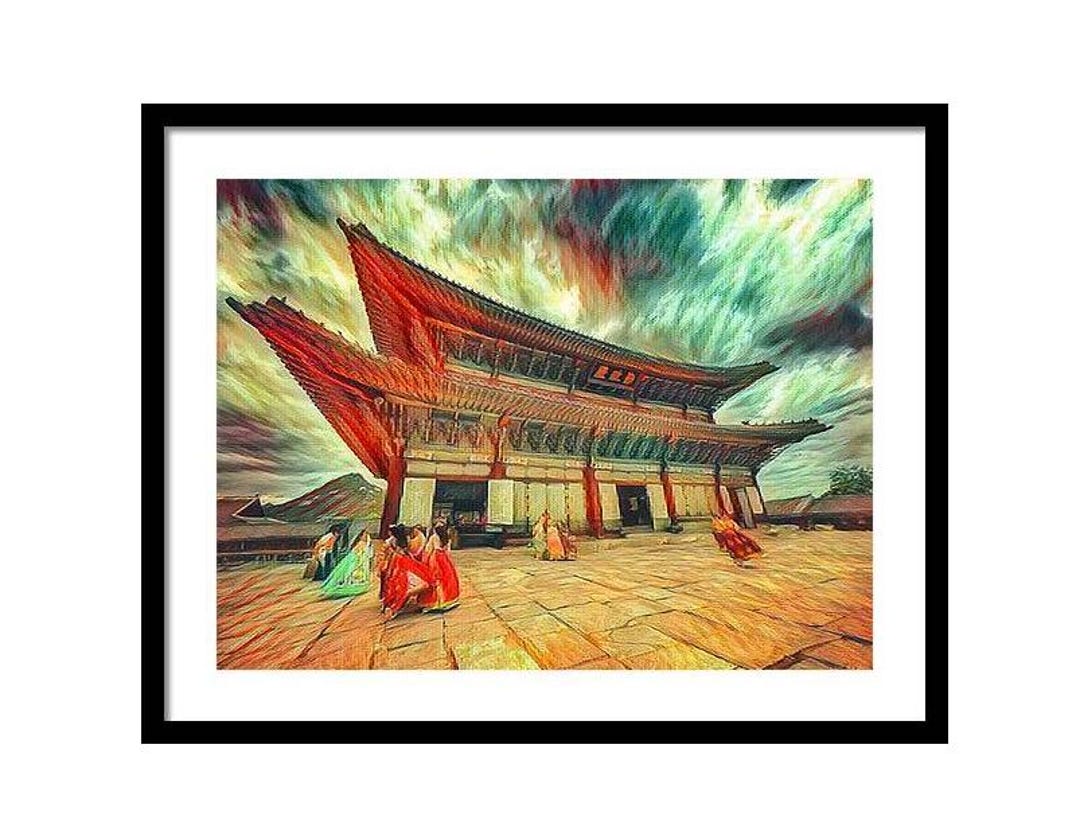 Korean Palace Digital Print – Gyeongbokgung Wall Art, Hanbok Culture ...