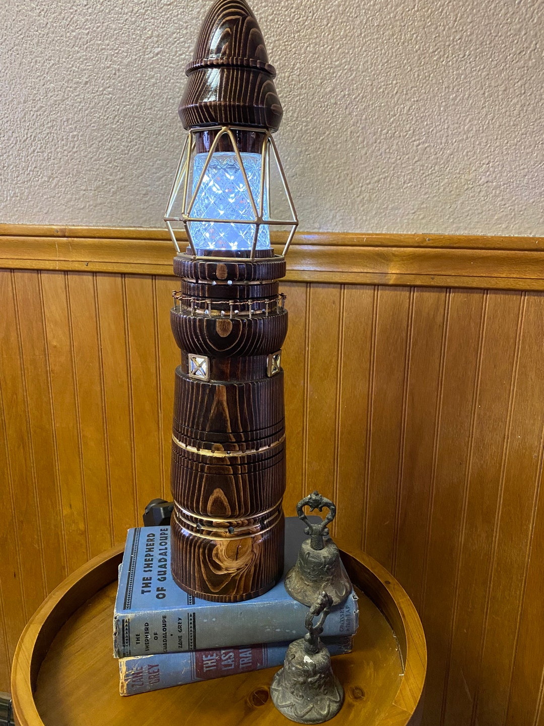 Handcrafted Wooden Lighthouse Lamp - Etsy