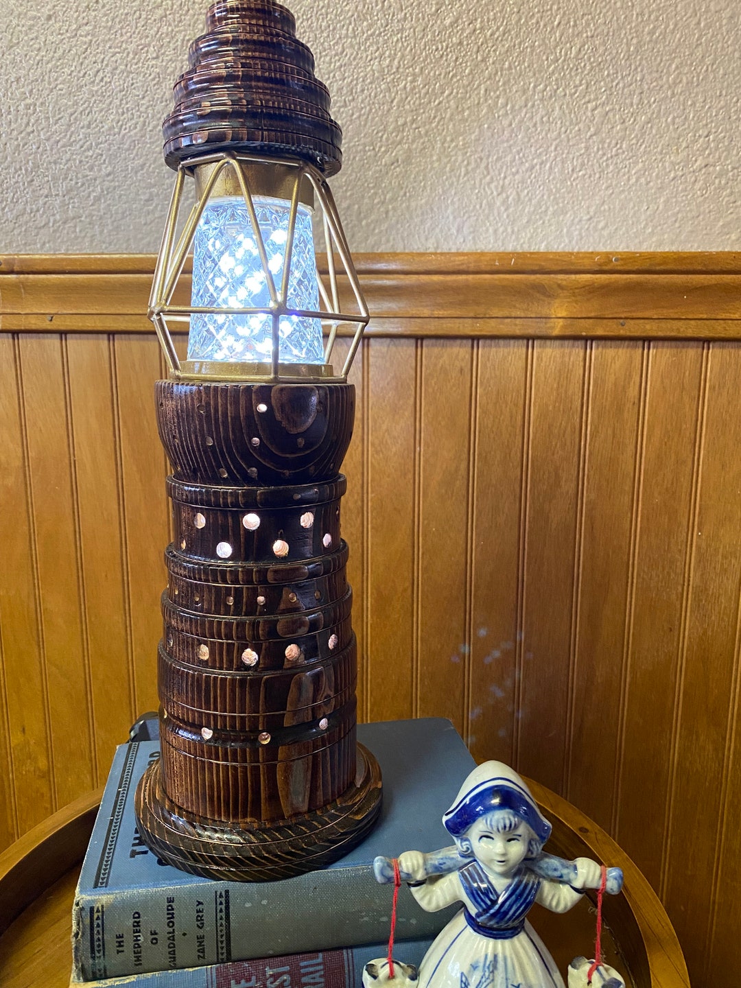 Handcrafted Wooden Lighthouse Lamp - Etsy