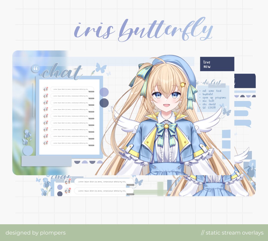 Iris Butterfly Static Stream Package Gaming Chatting Overlays Flower ...