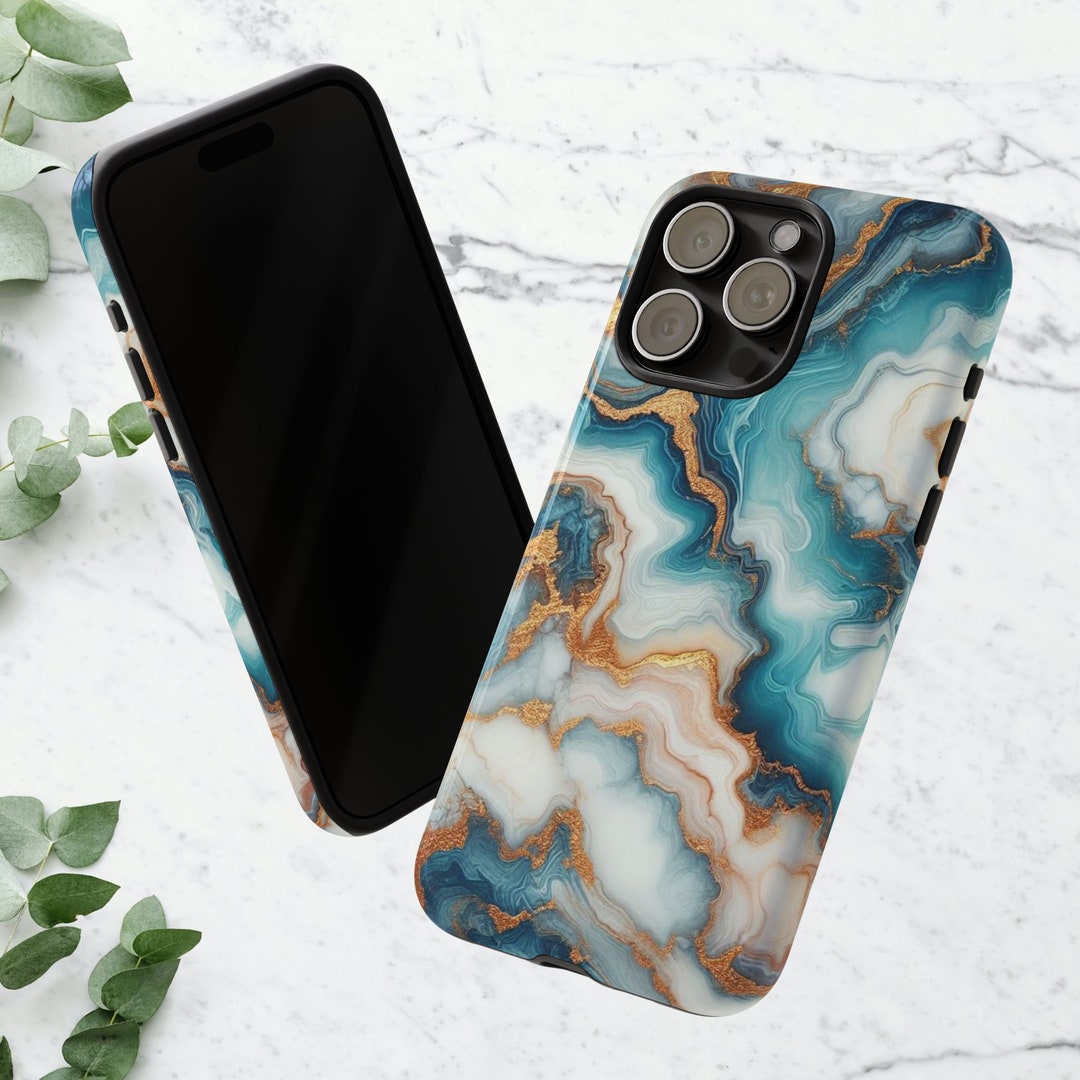 Blue Gold Marble Pattern Phone Case - iPhone 11 12 13 14 15 Pro Max ...