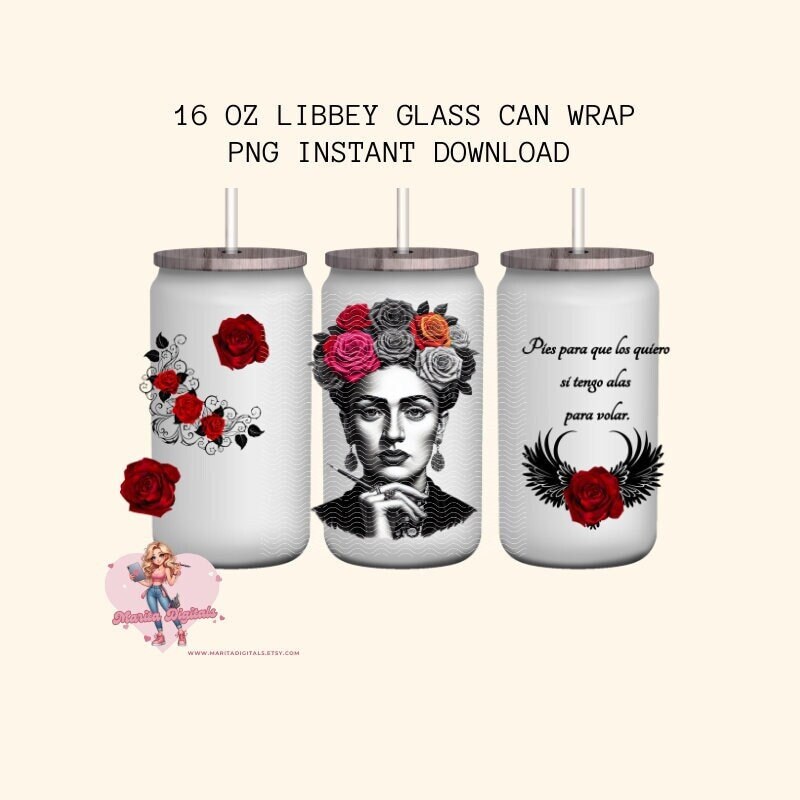 Frida 16oz Libbey Wrap Png, Instant Download PNG File, for Crafting ...