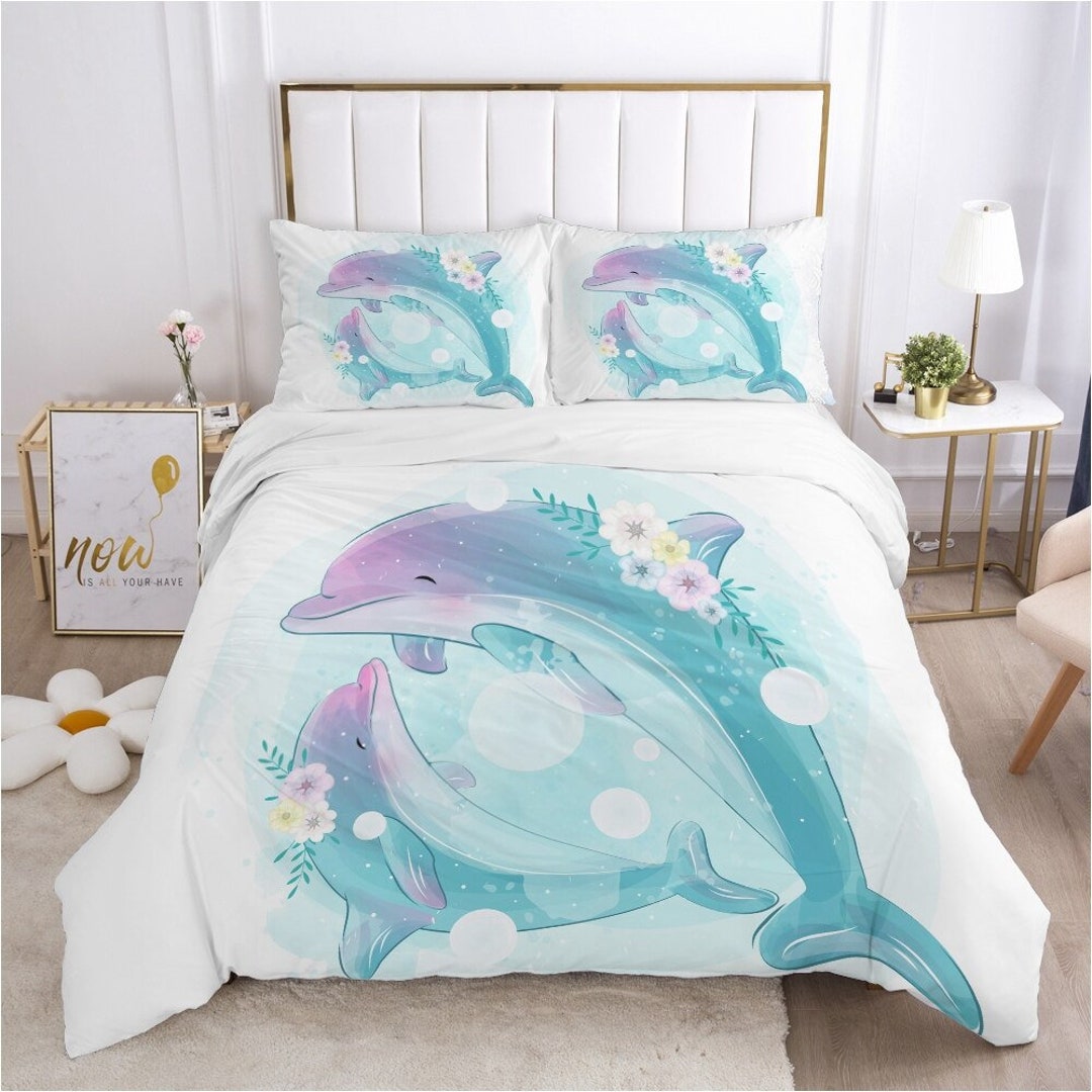 Dolphin Bedding Set Gift New Quilt Cover for Kids Adults King Size ...