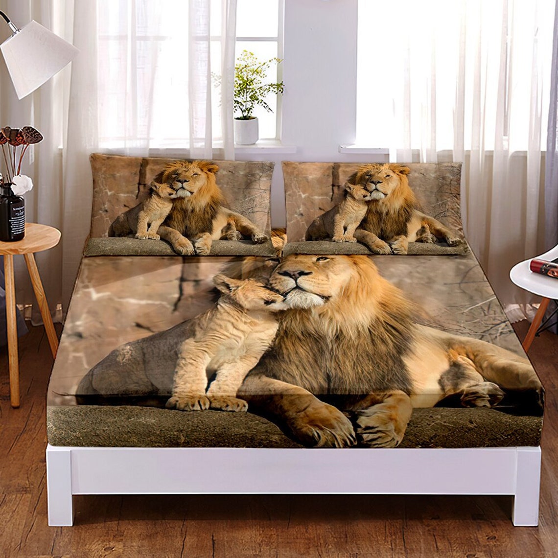 Lion Bedding Set Gift New Quilt Cover for Kids Adults King Size Duvet ...