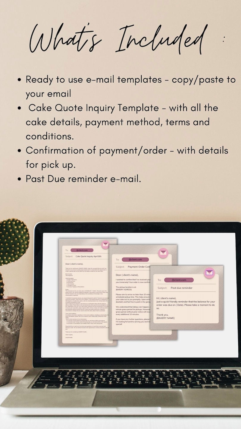 E-mail Quote Template for Bakery , Quote Email Template - Etsy