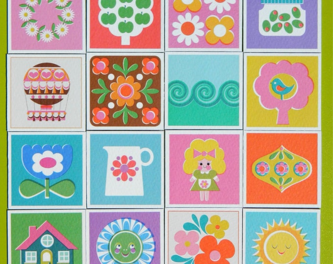 Retro 70s Style Memory Game - 48 Pieces Boxed - Etsy