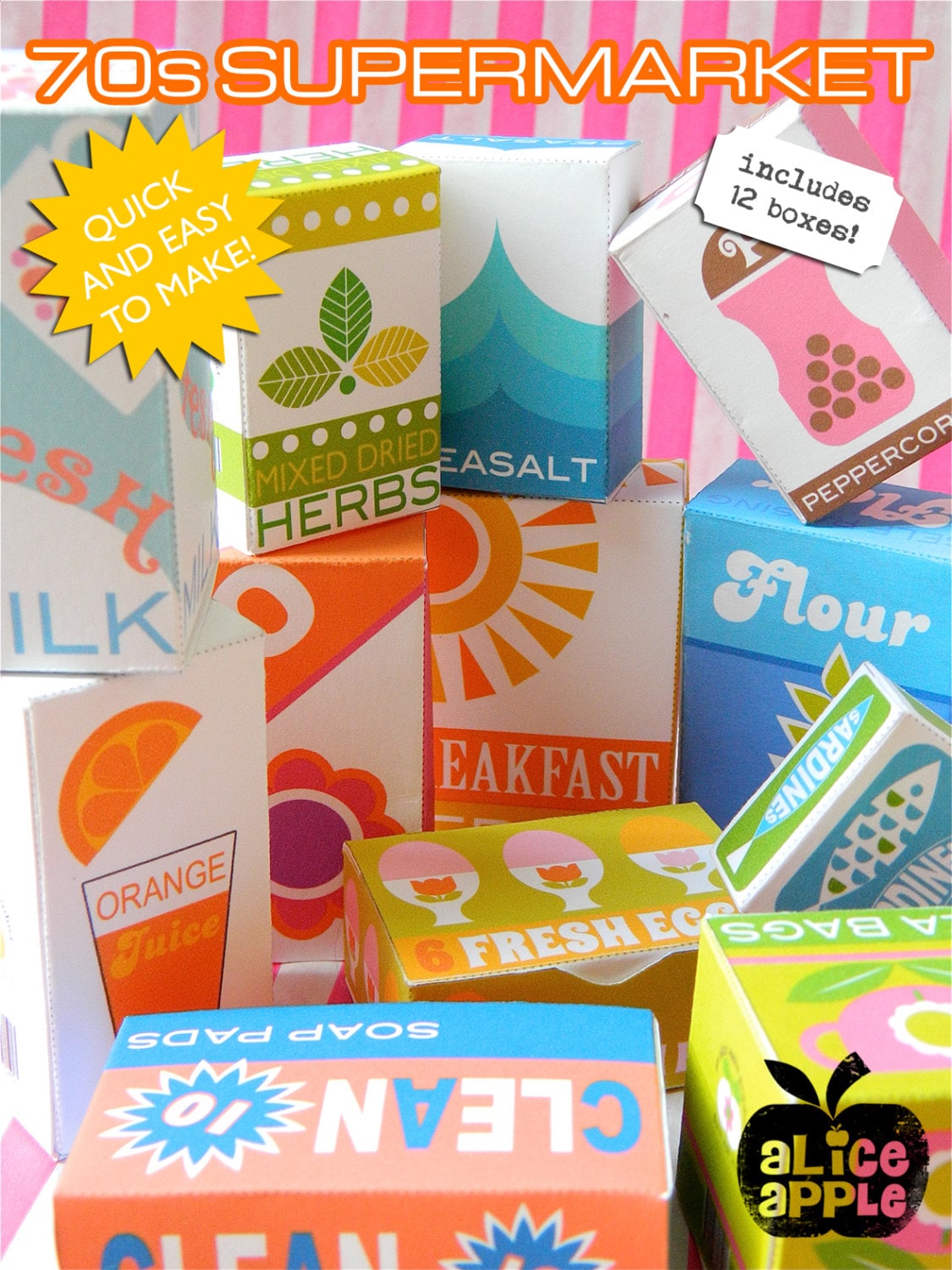 70s Supermarket Printable PDF Play Shop 12 Grocery Boxes - Etsy Ireland