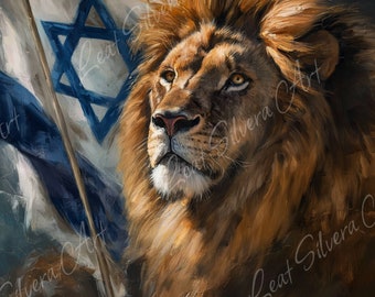 Lion of Judah in Israel Map Necklace. Star of David Silver. Jewish ...