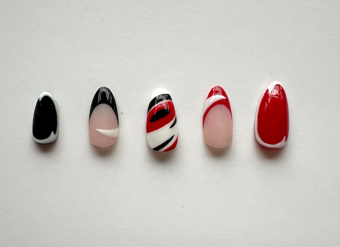 Carolina Hurricanes Inspired Press-on Nails Hand Painted Gel - Etsy