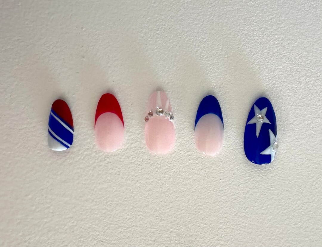 New York Rangers Inspired Press-on Nails Hand Painted Gel - Etsy