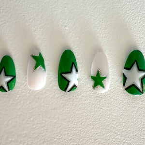Dallas Stars Inspired Press-on Nails Hand Painted Gel - Etsy