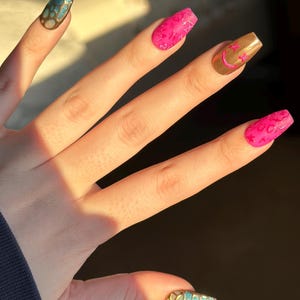 Jinx Arcane Inspired Press-on Nails Hand Painted Hextech Graffiti Gel ...