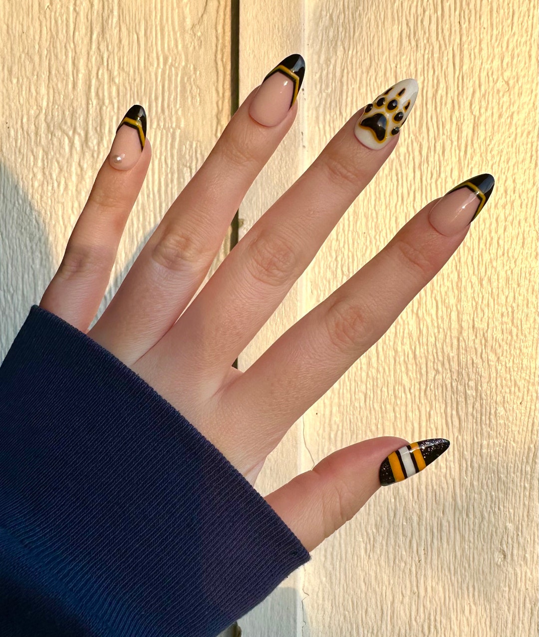 Boston Bruins Inspired Press-on Nails Hand Painted Gel - Etsy