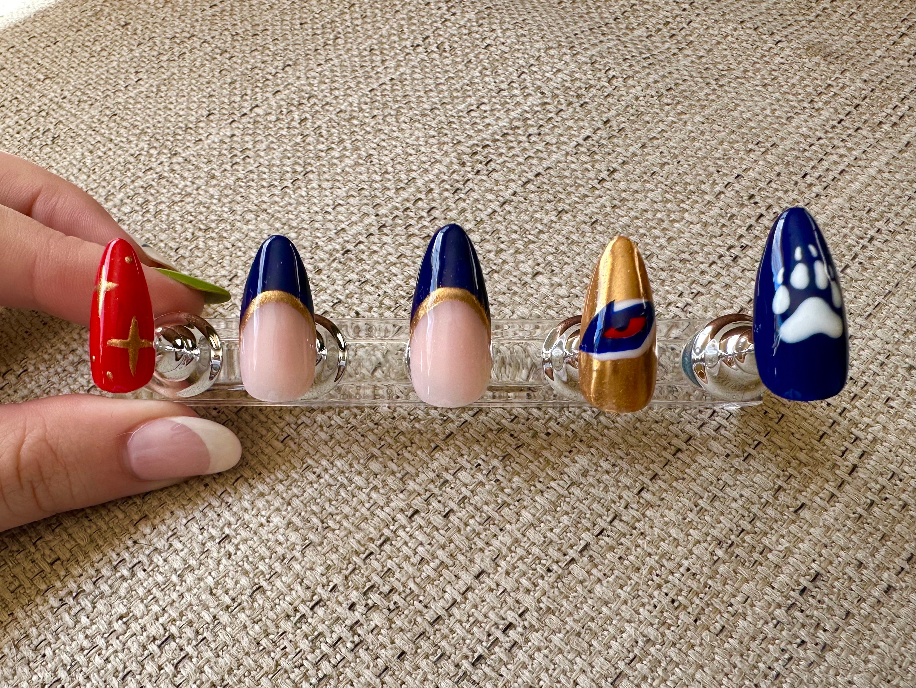 Florida Panthers Inspired Press-on Nails Hand Painted Gel - Etsy