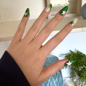 Dallas Stars Inspired Press-on Nails Hand Painted Gel - Etsy