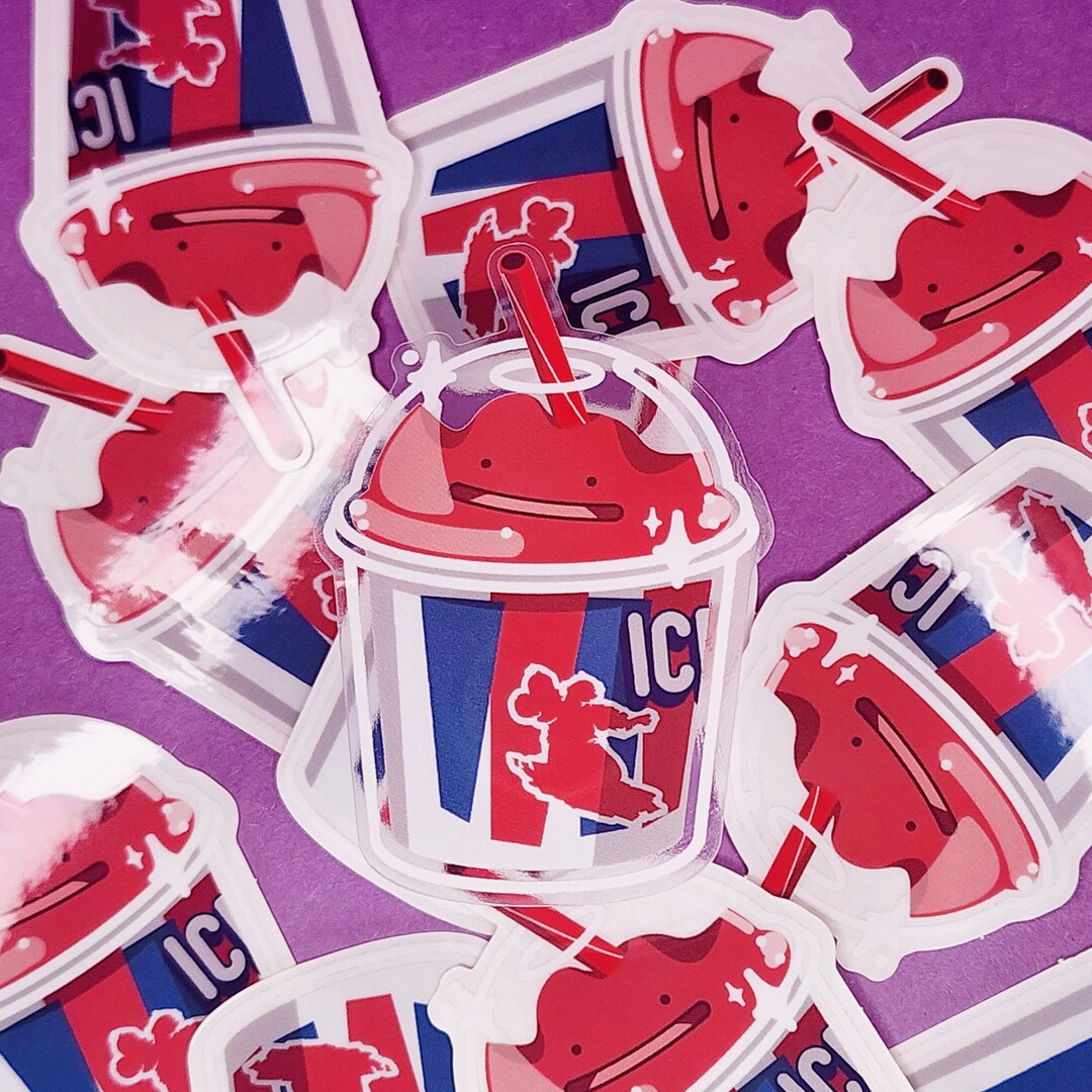 Pokemon Ditto ICE-E Sticker Transparent Vinyl Hawaii Slushie Drink ...