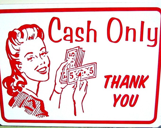 CASH ONLY, Retro Style Sign for Business or Fun - Etsy