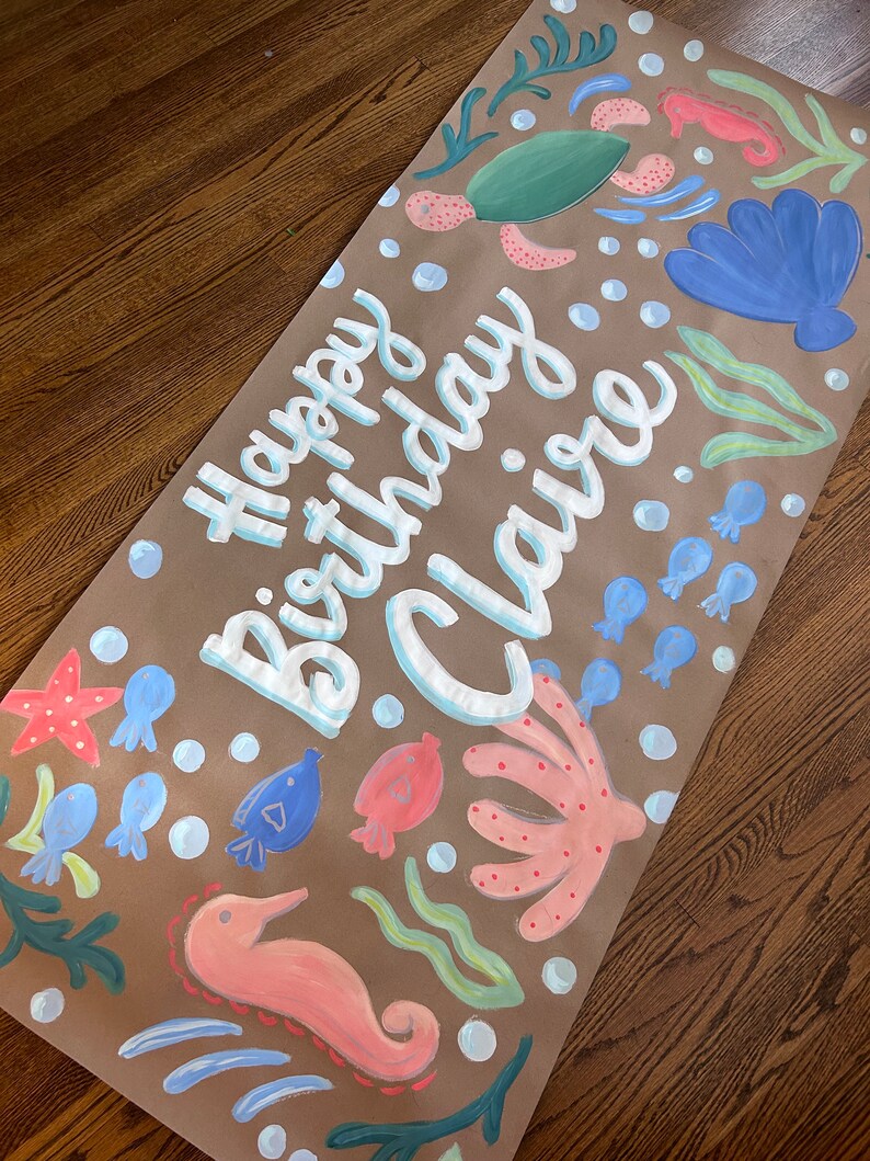 Hand Painted Custom Ocean Theme Birthday Party Banner - Etsy