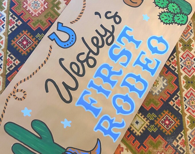 Boys Hand Painted Custom Western First Rodeo Birthday Party Banner - Etsy