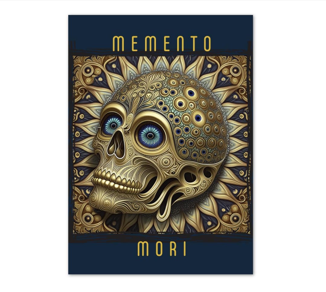Memento Mori Greeting Cards: Golden Skull Design, Set of 10 - Etsy