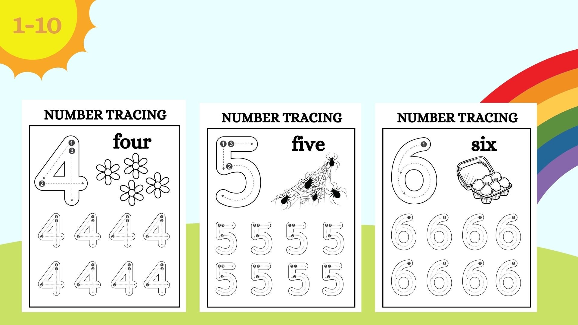 Number Tracing Worksheet [1-10 Tracing Number] [educational Preschool ...
