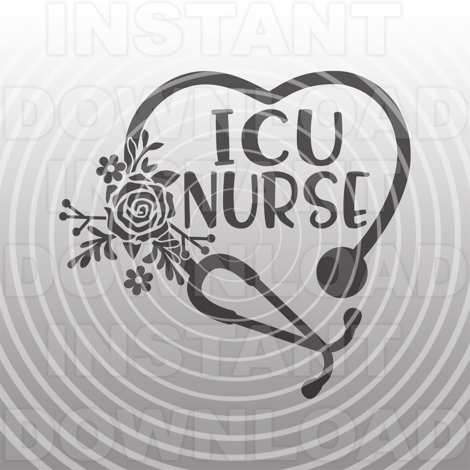 Intensive Care Unit Nurse SVG File,floral Stethoscope SVG,ICU Nurse Svg ...