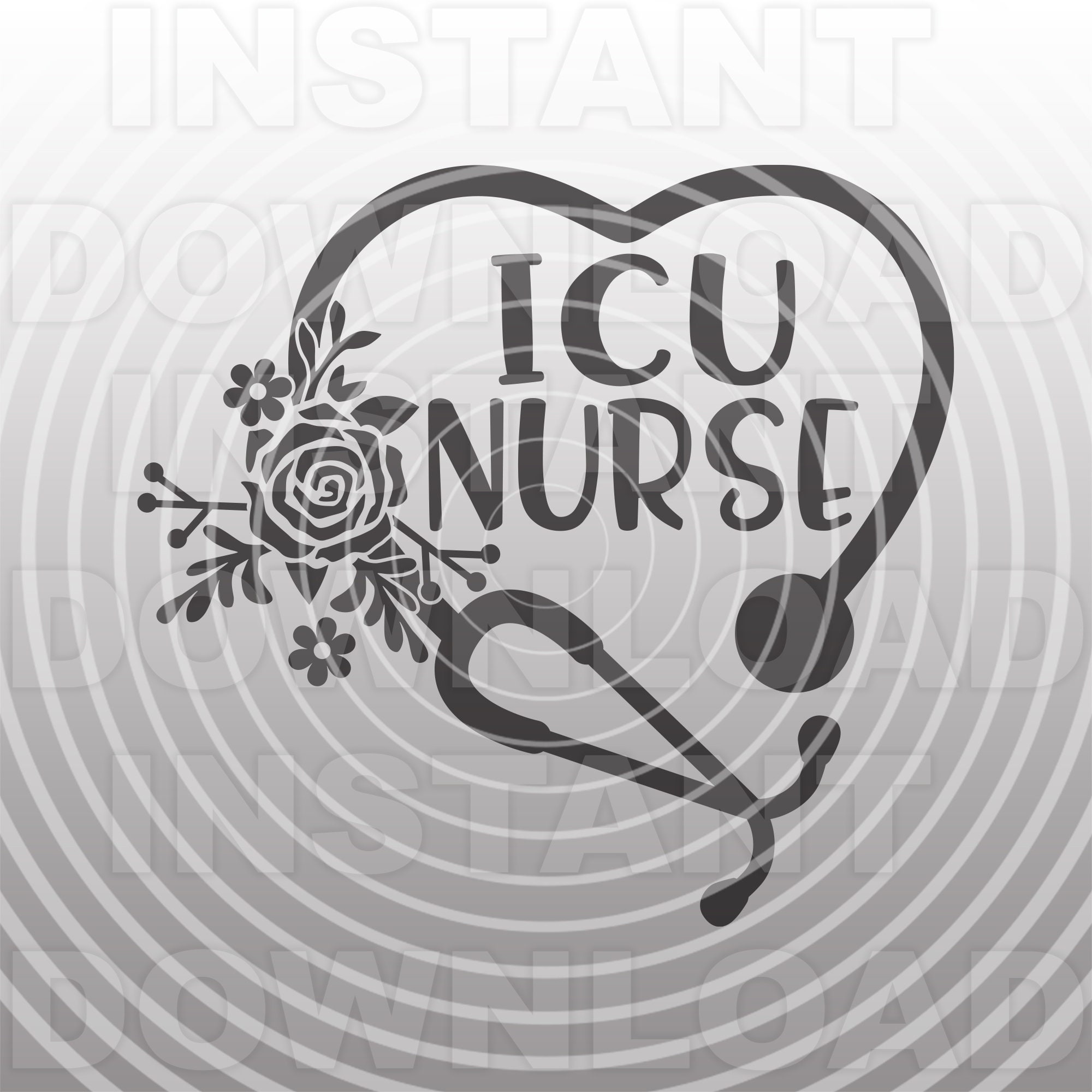 Intensive Care Unit Nurse SVG Filefloral Stethoscope SVGICU | Etsy