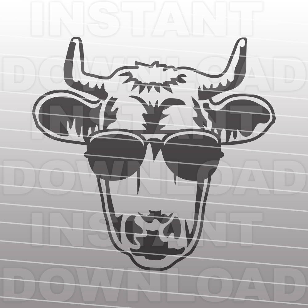 Country Farm Livestock Cow in Sunglasses SVG File Commercial | Etsy