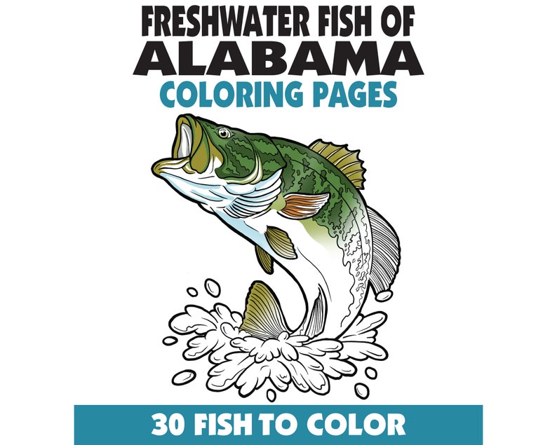 30 Freshwater Fish of Alabama Coloring Pages Book, Fishing Coloring ...