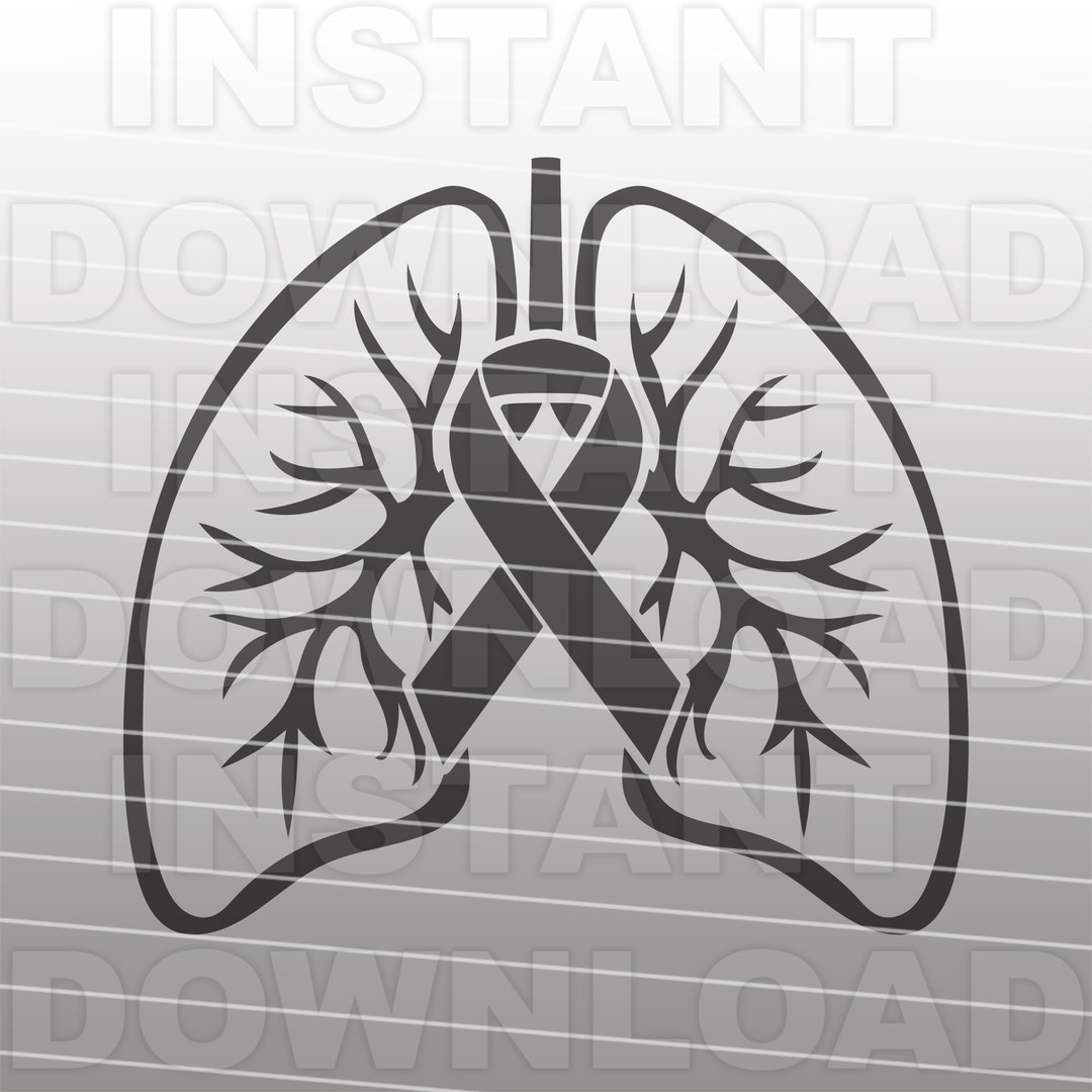 Anatomical Lungs With Cancer Ribbon SVG File,respiratory Therapist SVG ...