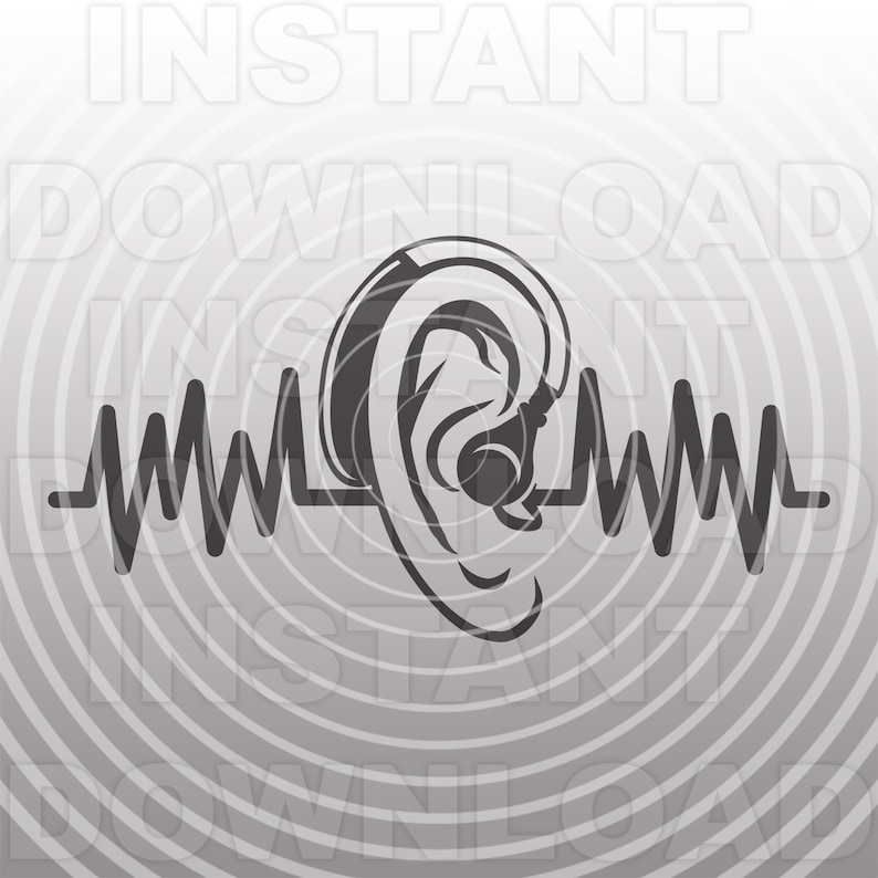 Ear With Hearing Aid and Waveform SVG File,audiologist Svg,speech ...