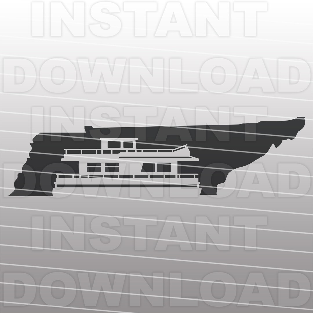Tennessee Houseboat Scene SVG File,houseboating Svg,boathouse Svg ...