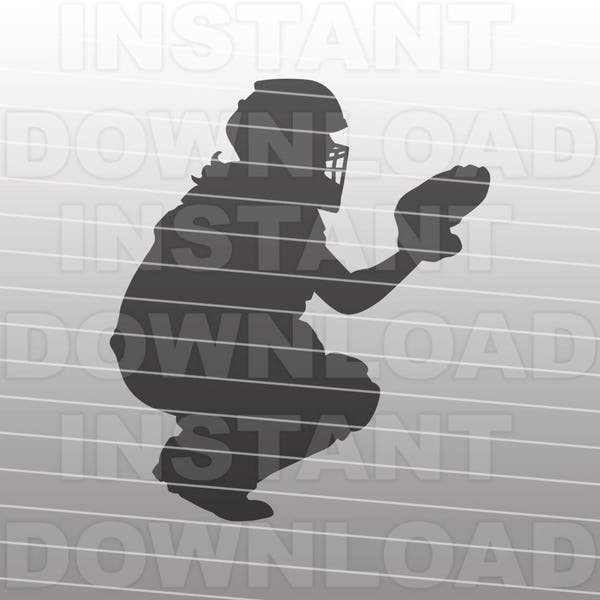 Softball Catcher Silhouette - Etsy