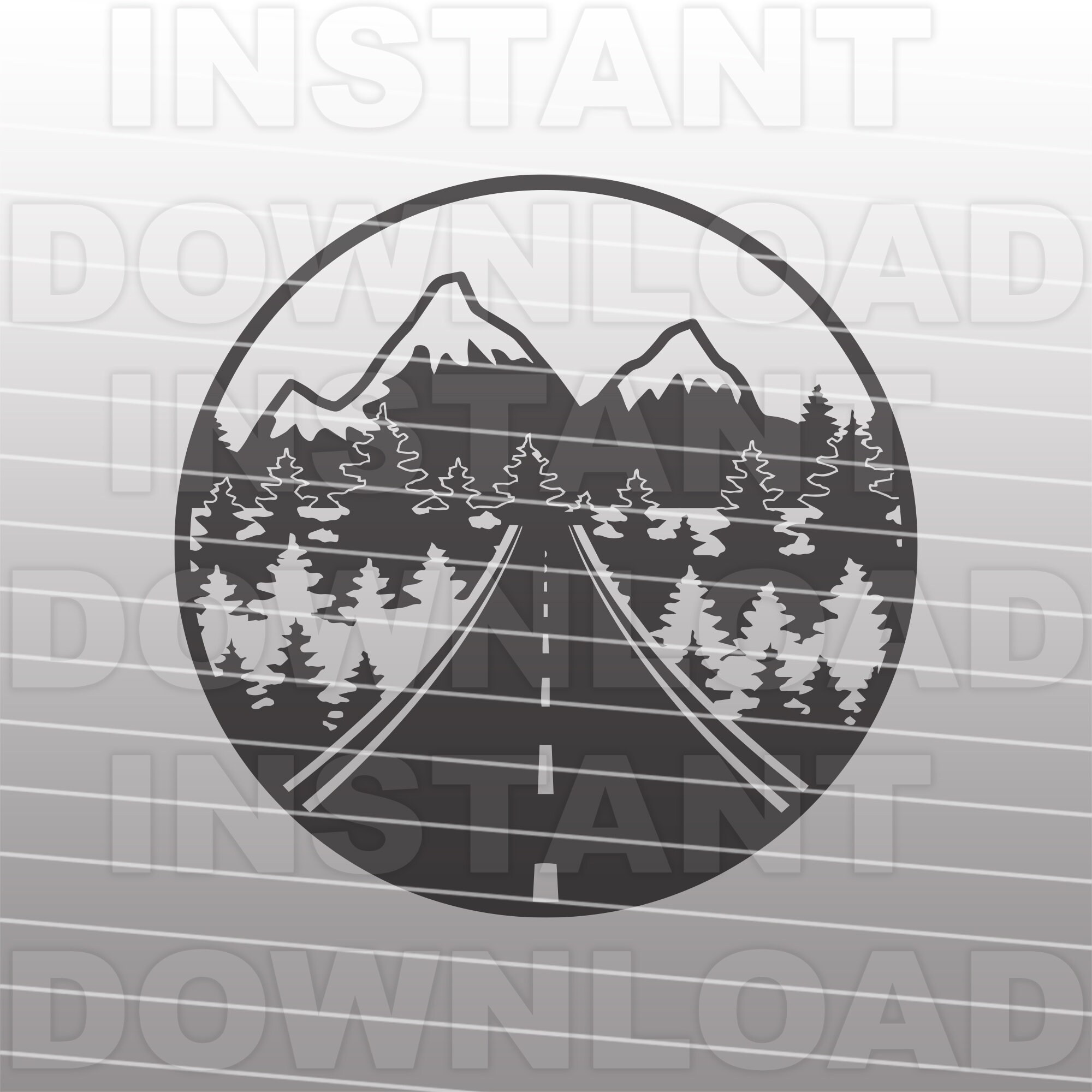 Back Roads Highway Mountain Scene SVG Fileroad Trip | Etsy