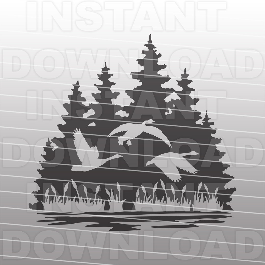 Goose Hunting Cattails Lake Scene SVG File,goose Hunter Svg,geese SVG ...