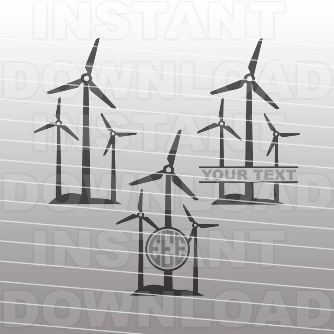 Wind Turbine SVG File,wind Farm SVG File -commercial & Personal Use ...
