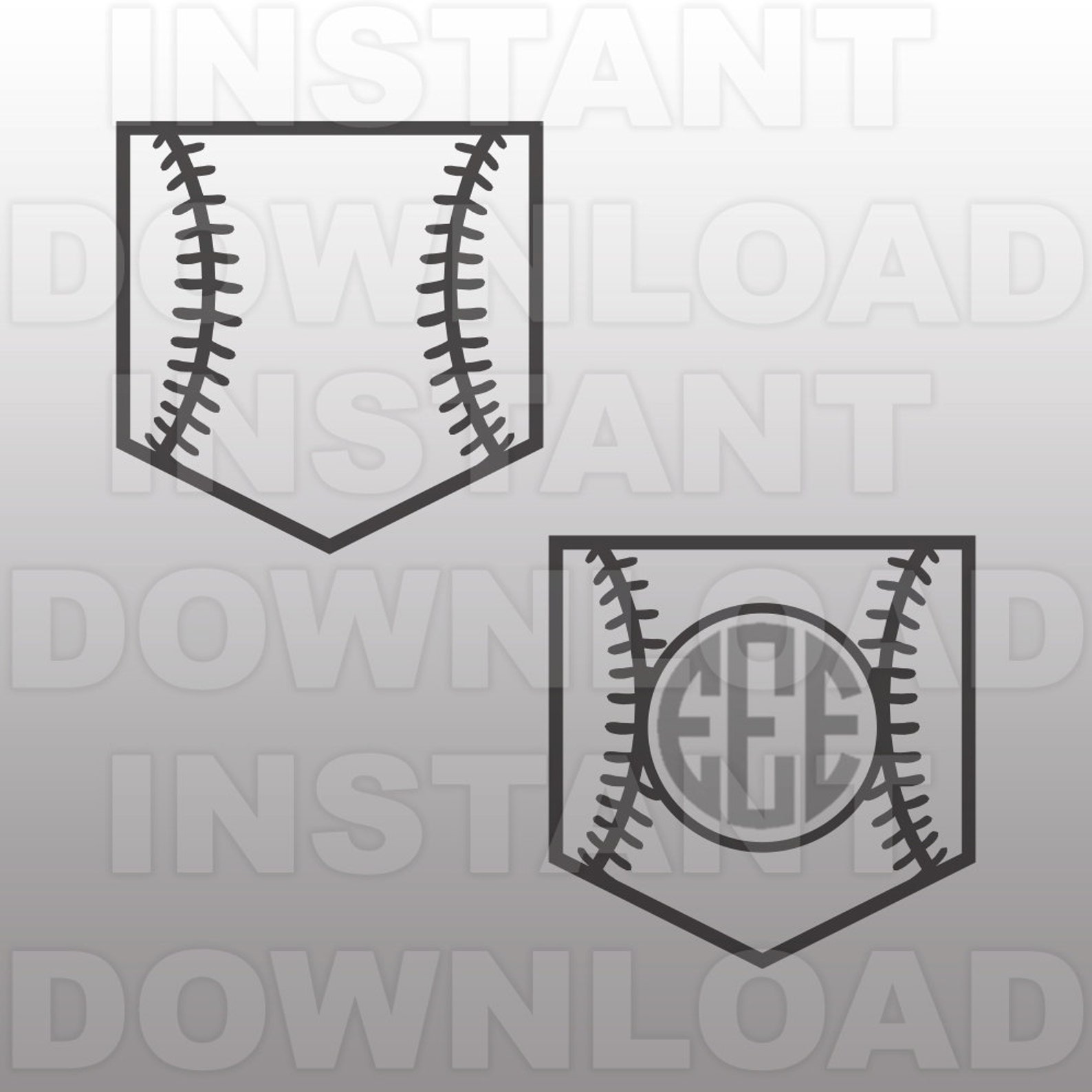Baseball Pocket SVG Filebaseball Pocket Monogram SVG - Etsy