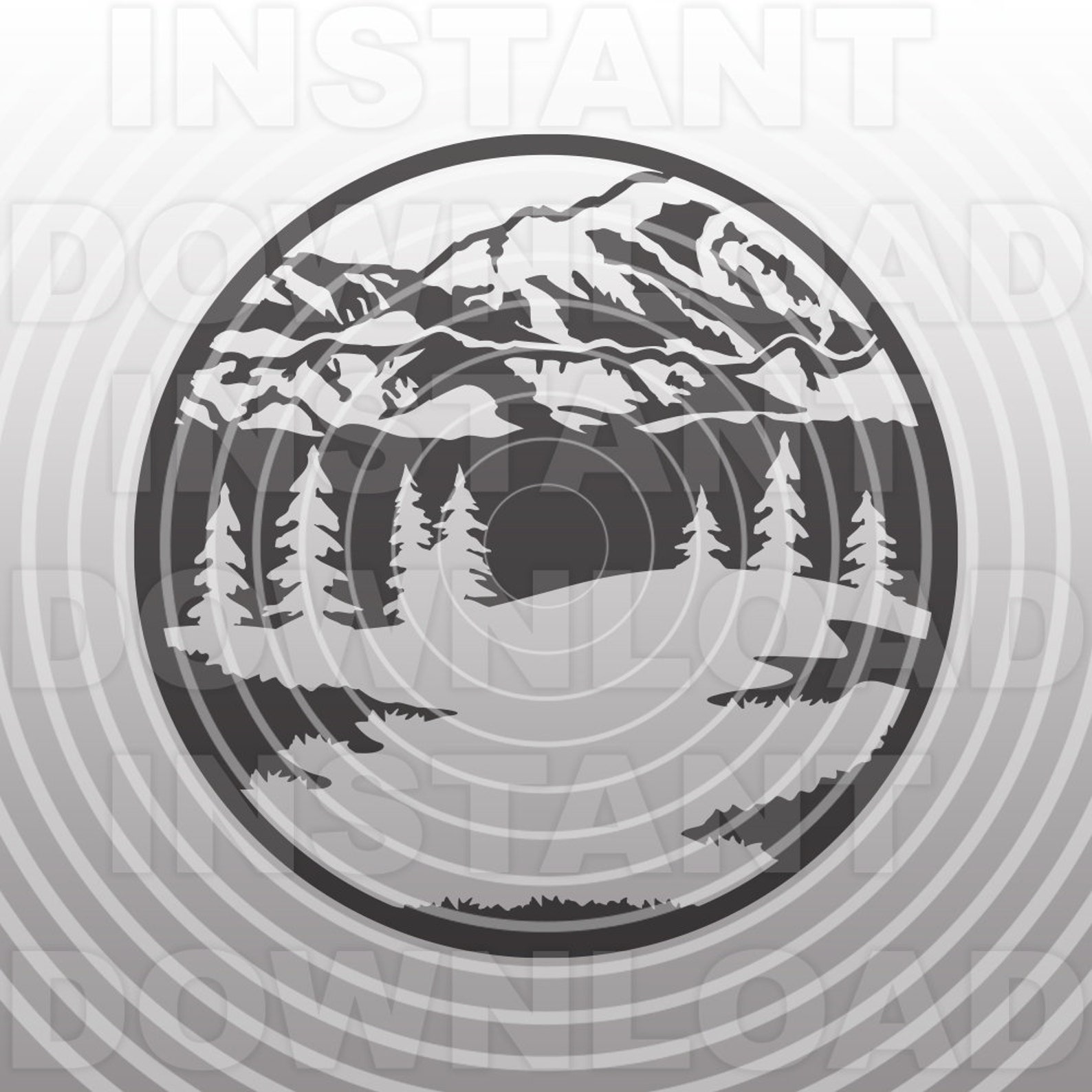 Round Mountain Scene SVG File,mountain Frame Svg,mountain Border Svg ...