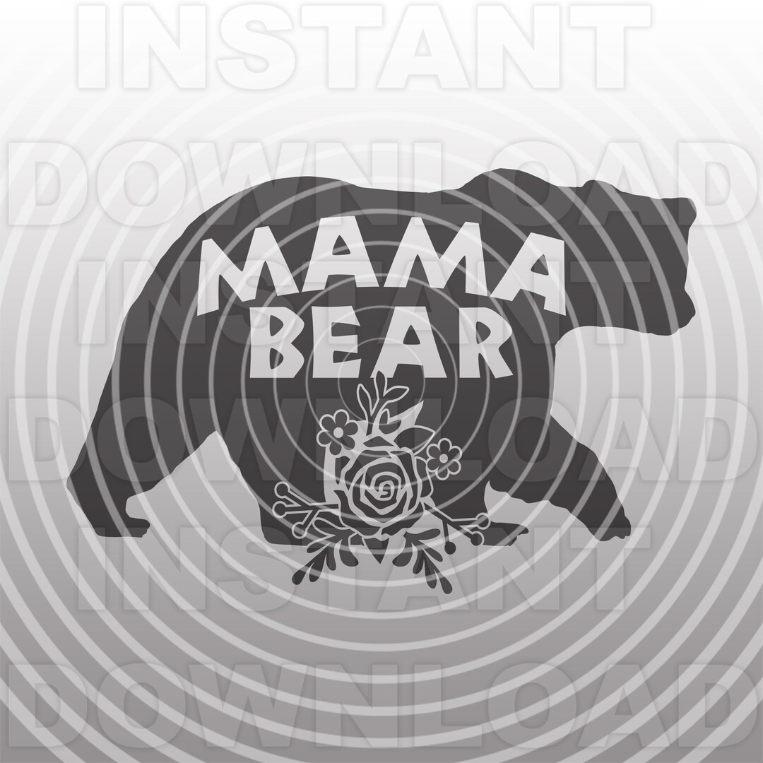 Floral Mama Bear SVG File,bear SVG File,bear Silhouette Svg,woodland ...