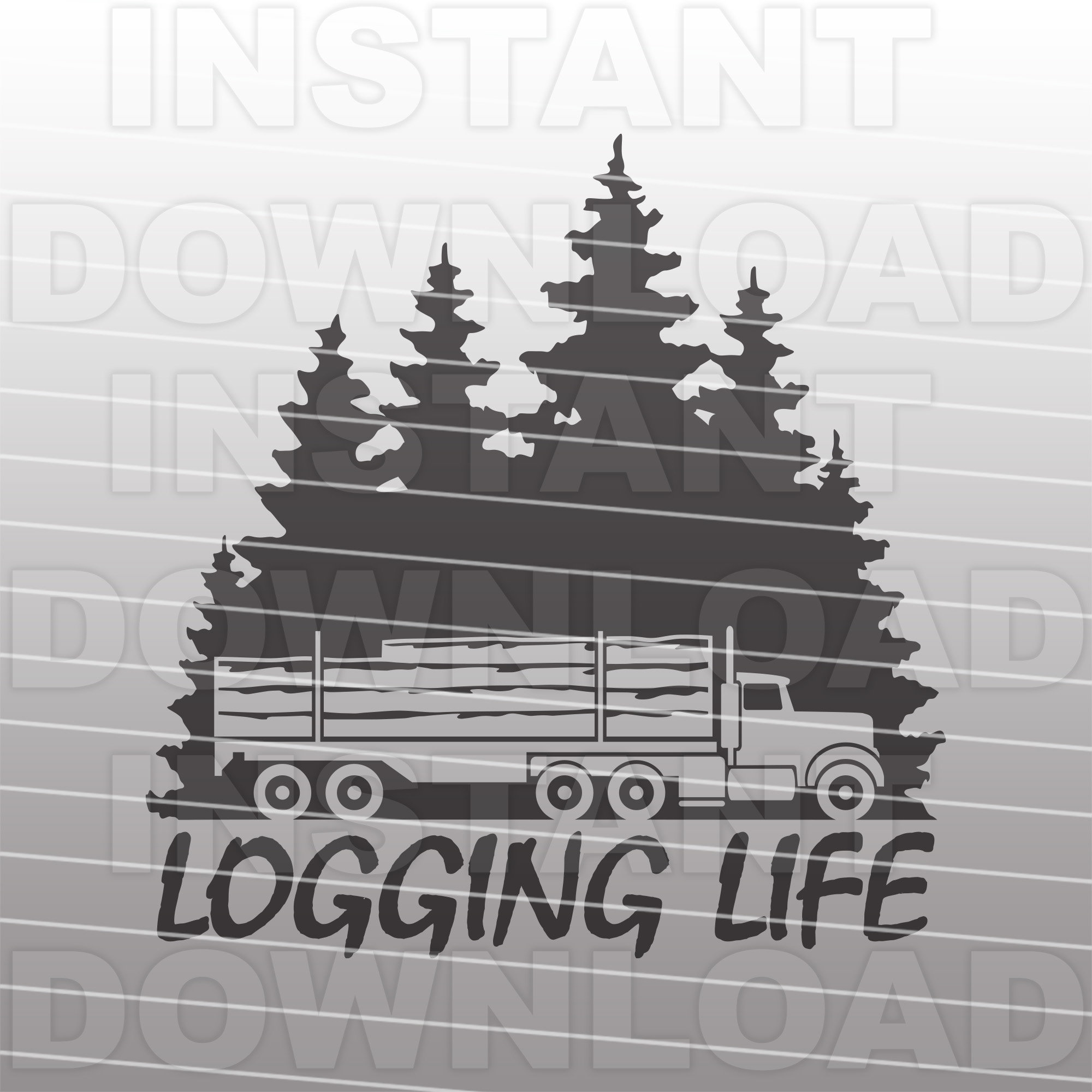 Logging Life Semi Truck SVG File,logger Svg,forest Scene SVG -vector ...