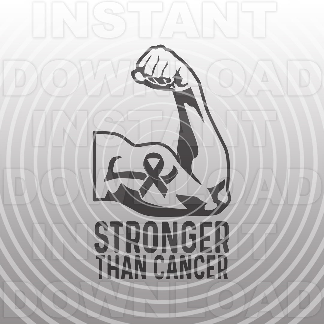 Stronger Than Cancer Muscular Bicep With Cancer Ribbon SVG File -vector ...