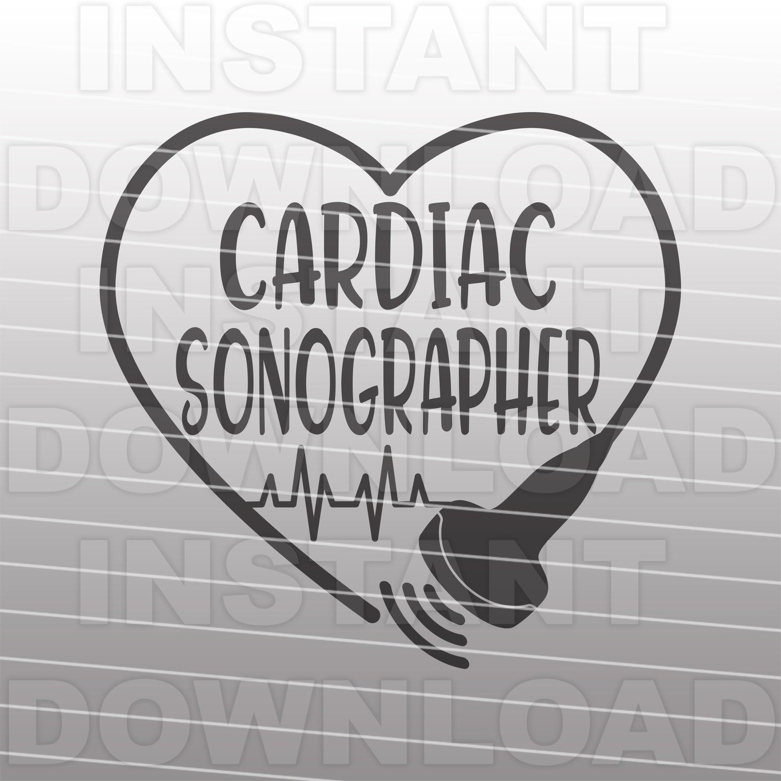 Cardiac Sonographer SVG File,heart Ultrasound Probe Svg-commercial ...