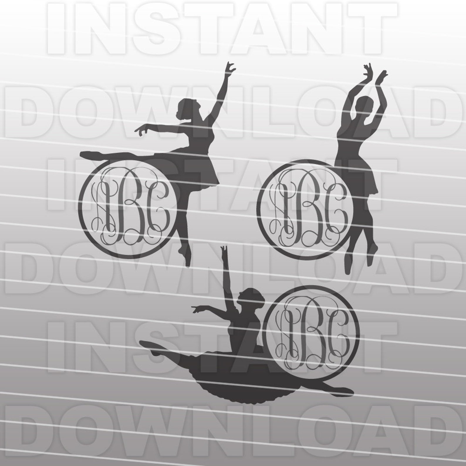 Ballerina SVG File Ballet Dance Monogram SVG commercial & - Etsy