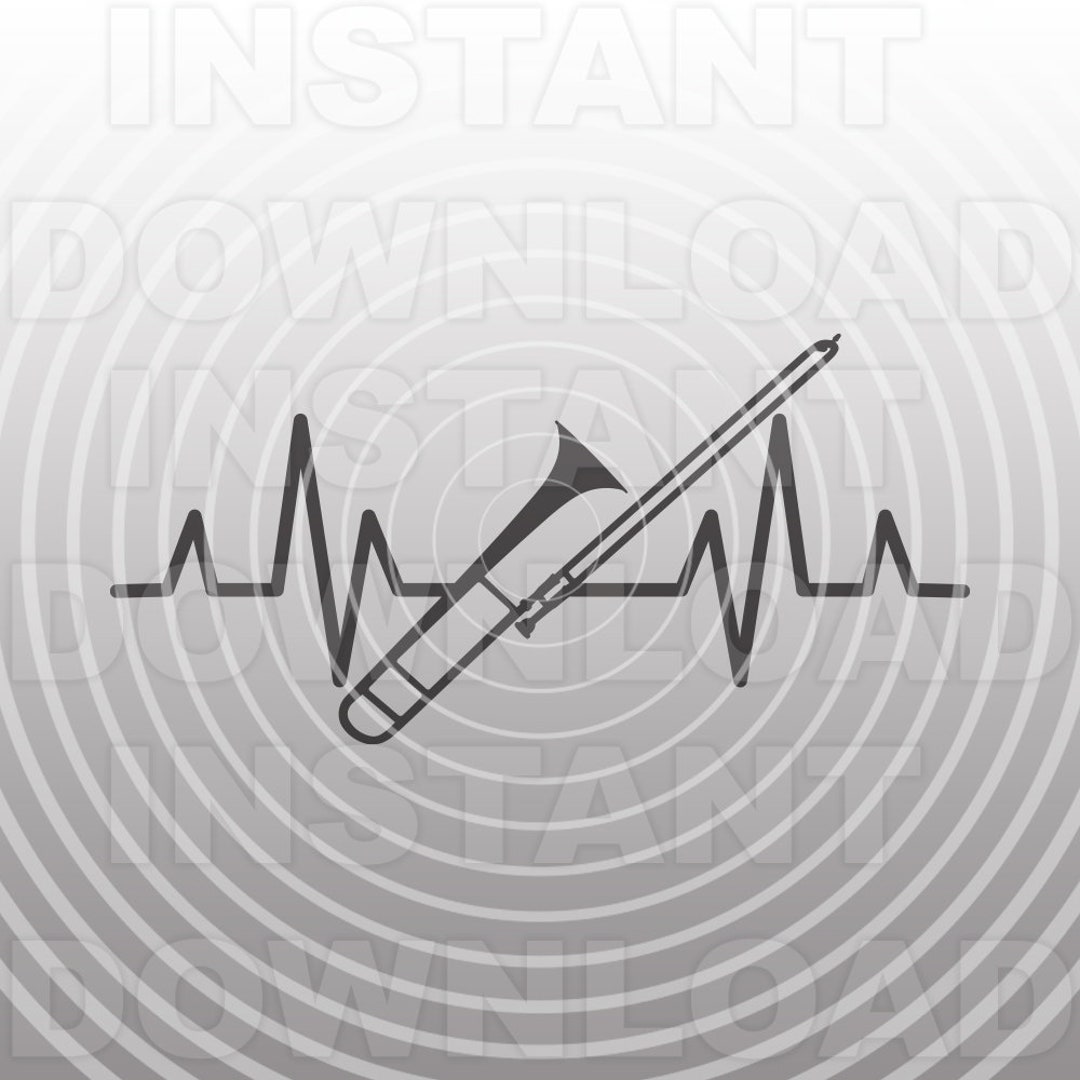 Heartbeat Trombone SVG File,marching Band Svg,musician Svg -vector Art ...
