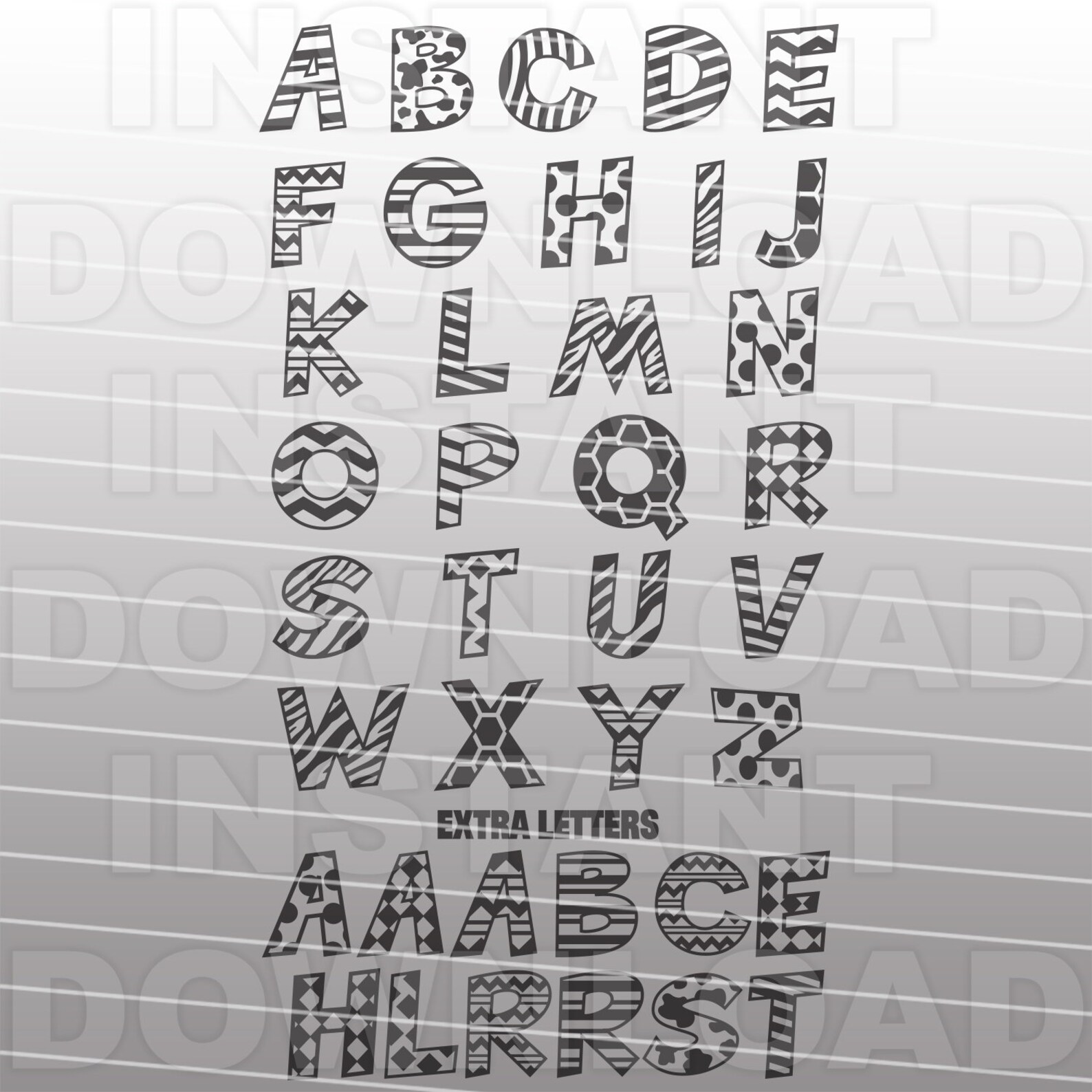Wild Font SVG File Patterned Alphabet SVG File letters SVG - Etsy