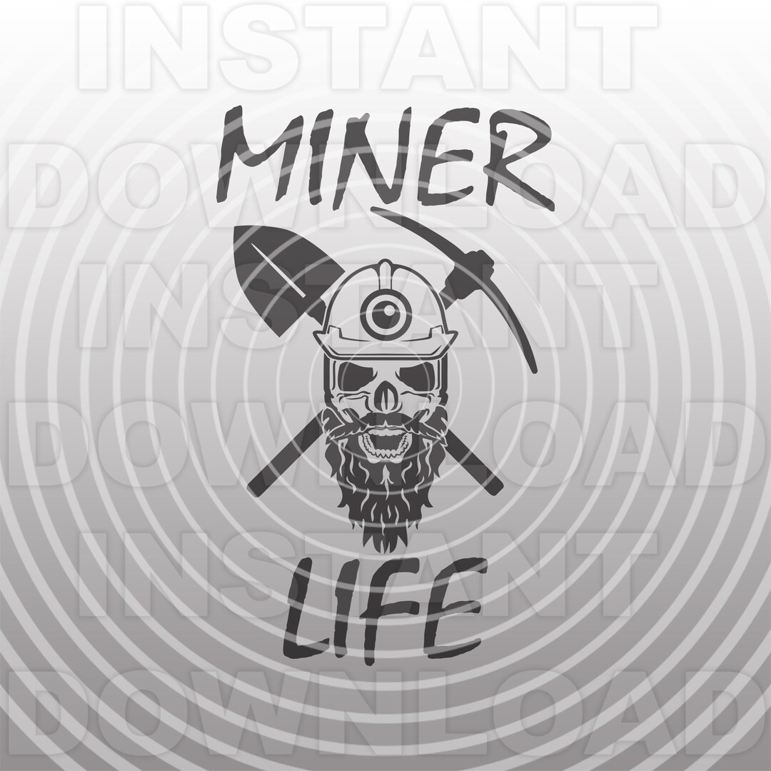 Miner Life Coal Miner Skull With Beard SVG File,coal Mining SVG -vector ...
