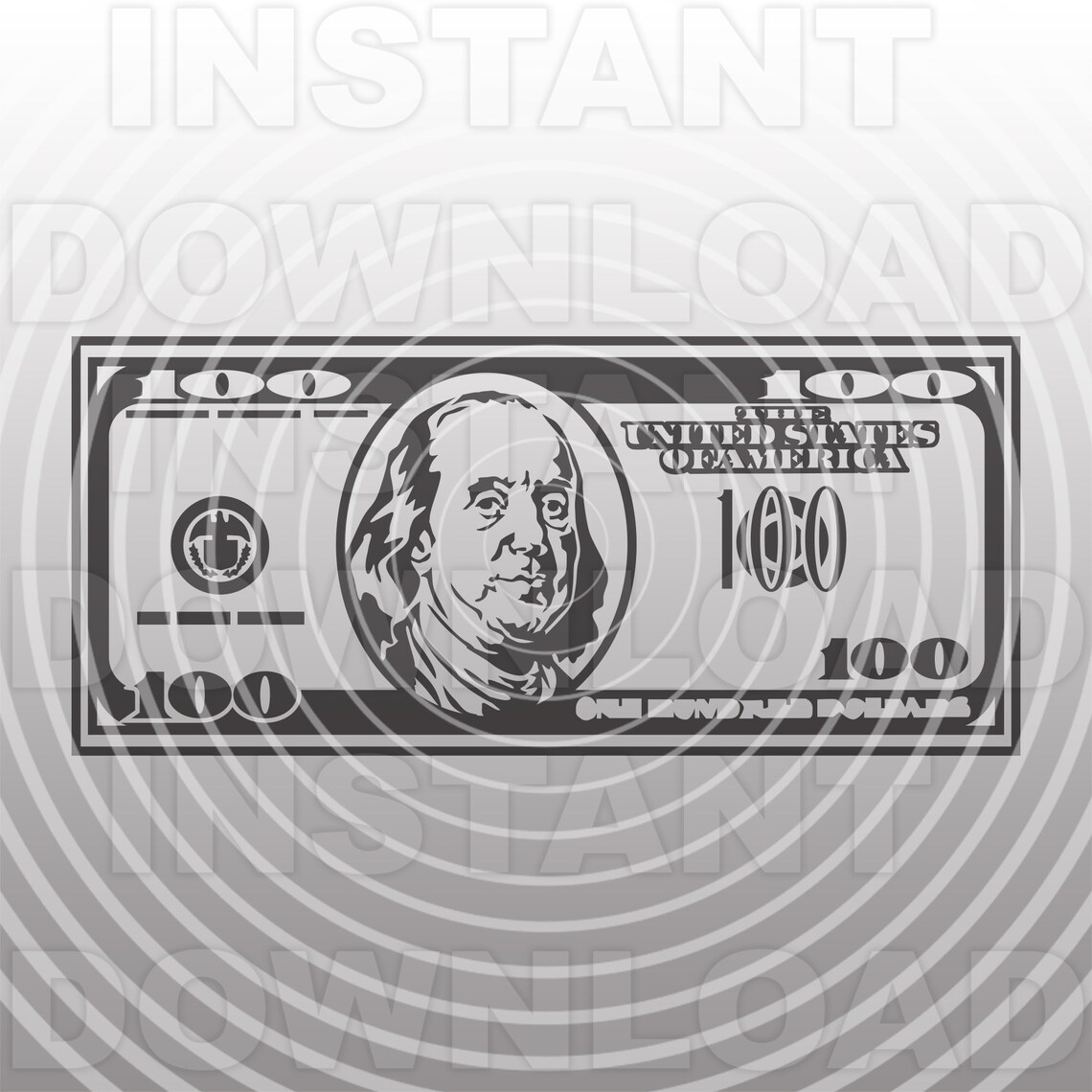 100 Dollar Bill SVG Filemoney Svgcash Money Svgmoney Sign - Etsy