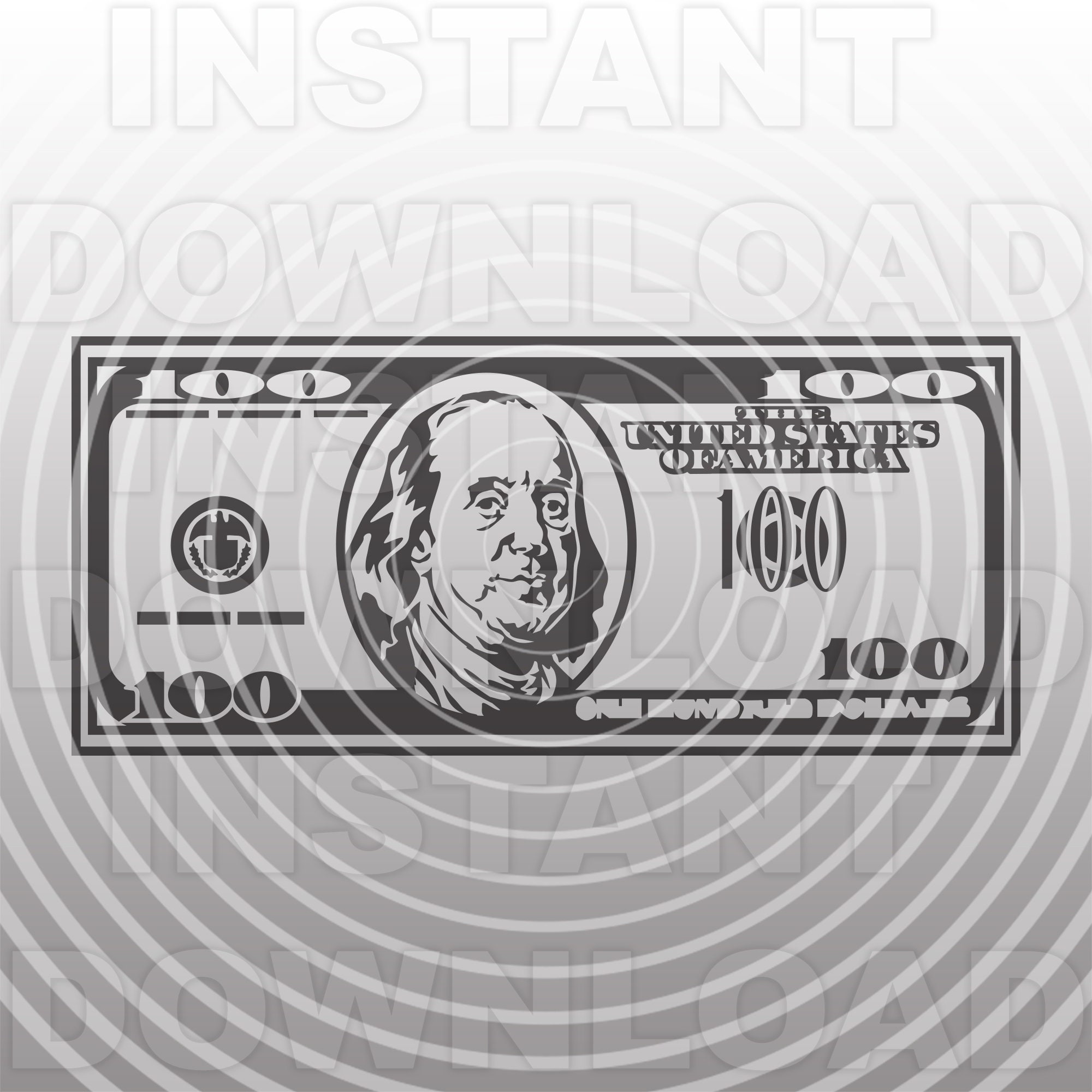 100 Dollar Bill Line Drawing